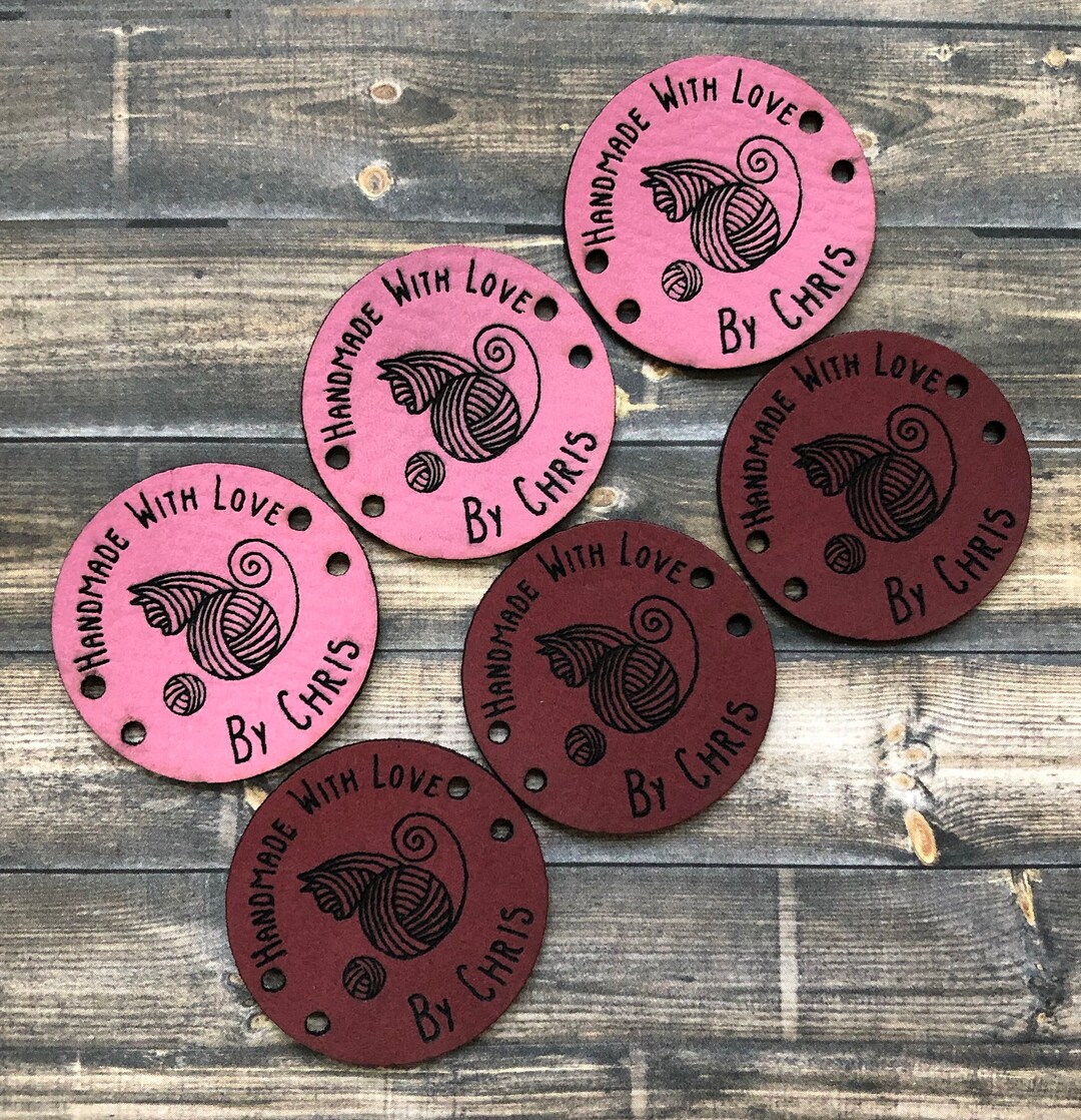 ROUND LEATHERETTE Laser Etched Tag, Personalized Leatherette Garment ...