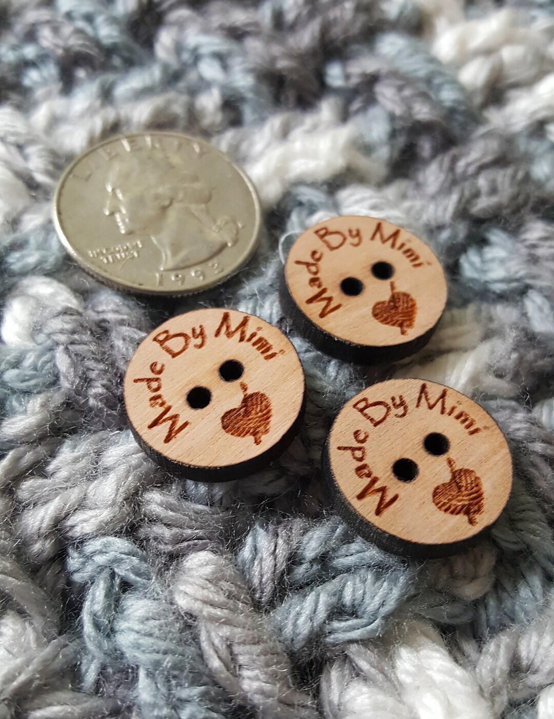 Mini WOOD BUTTON, Laser Etched BUTTON Tag, Personalized Laser Etched ...