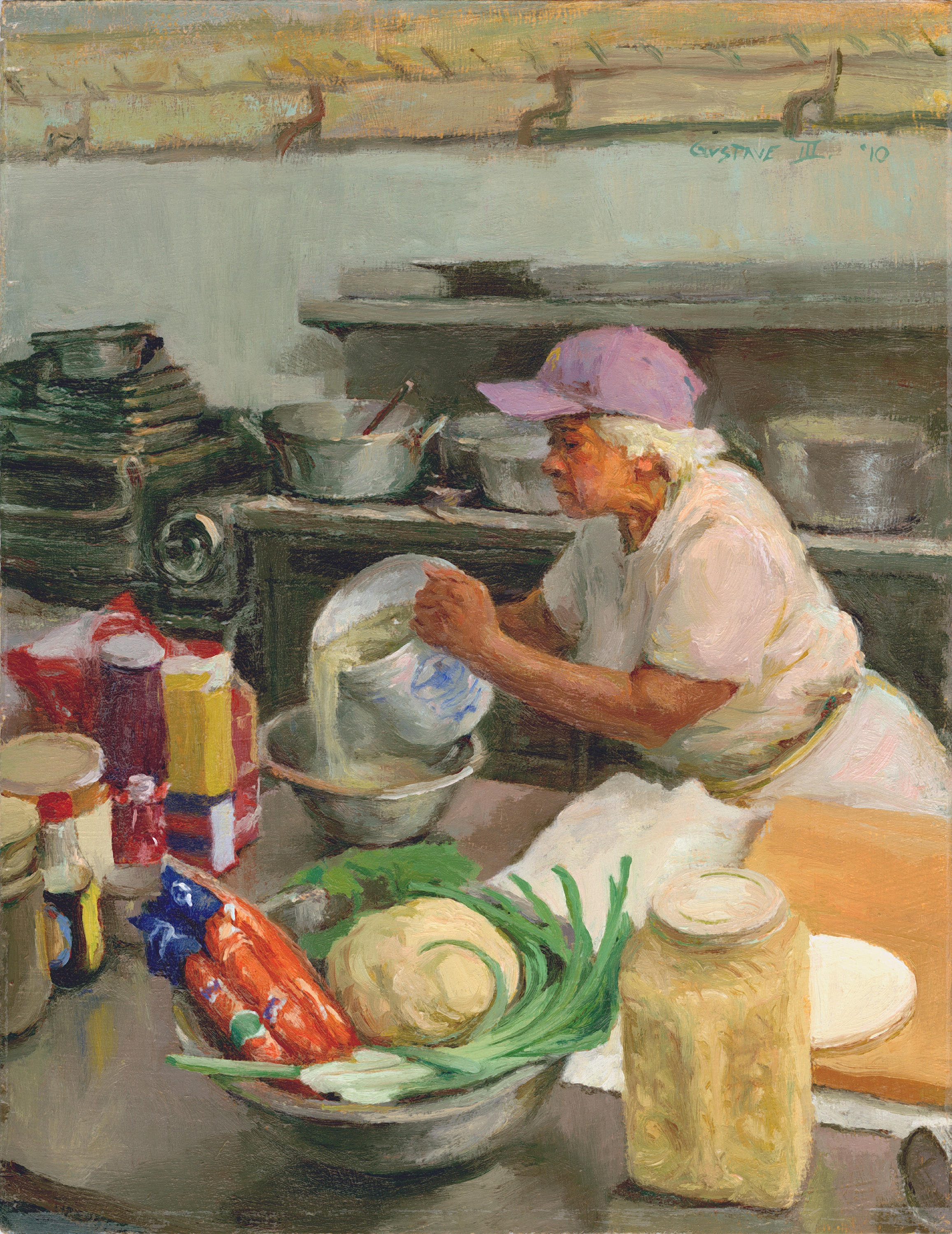 Gustave Blache III pouring Oysters Painting Chef Leah Chase - Etsy