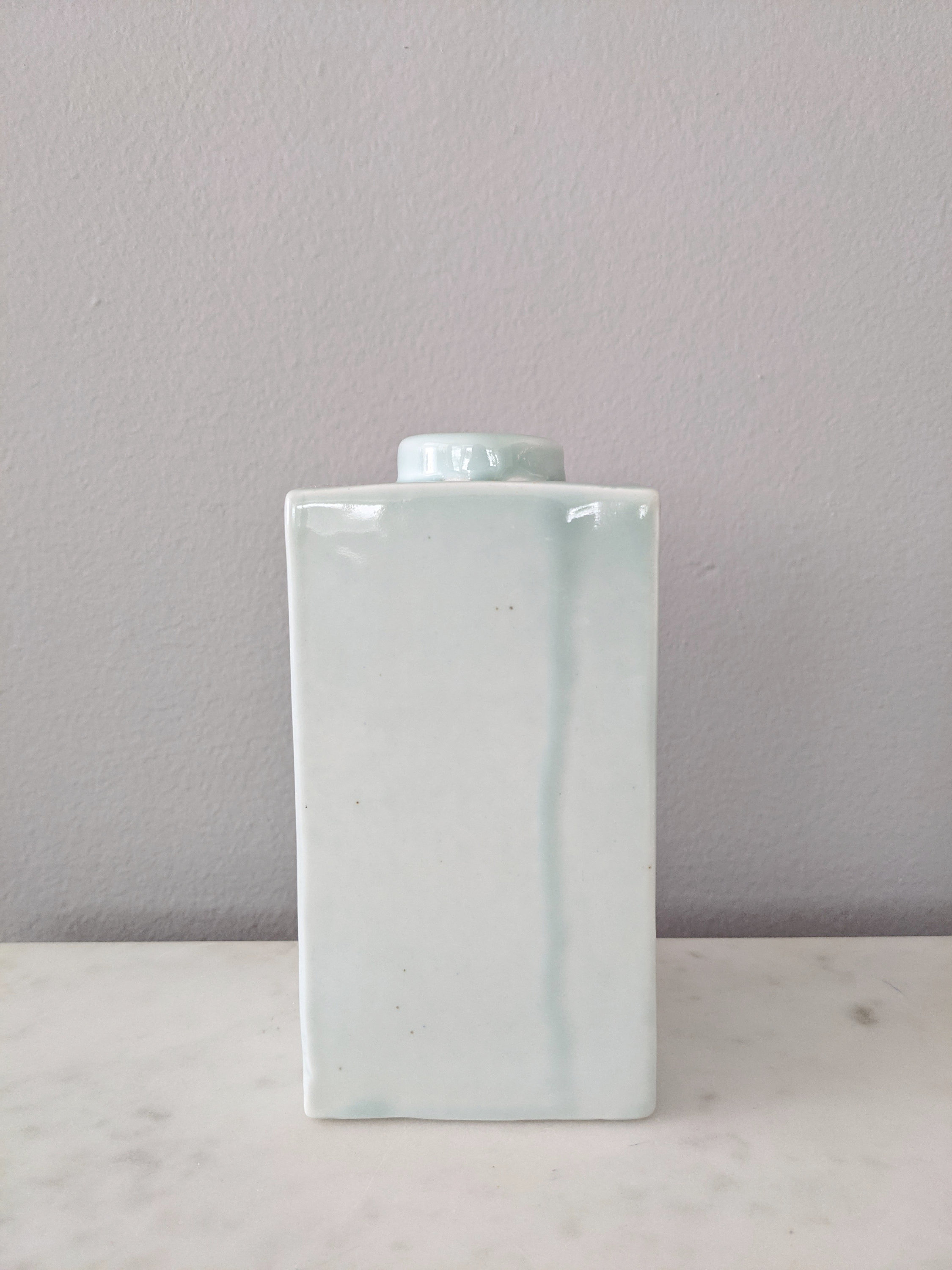 A Light Turquoise Glazed Vase/ Cong-form Vase/ Rectangular Vase/ Cong ...