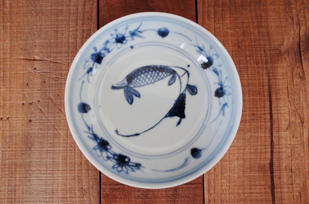 Handmade Flying Fish Dish/ Blue and White/ Antique Dish/ Small Dish ...