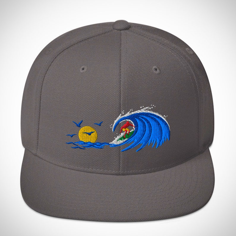 Surfer Riding Wave Flat Bill Hat Surfer Hat Surfing Cap - Etsy