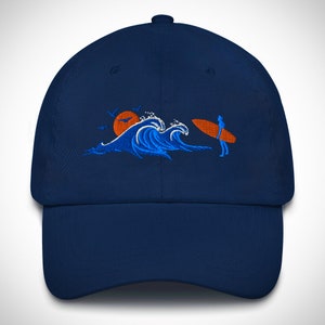 Surfer Admiring Waves Dad Hat, Surfer Hat, Surfing Cap, Surfing Design ...