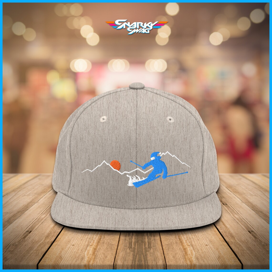 Men Snapback Hat, Ski Lover Gift, Skiing Design Hat, Baseball Hat, Hat ...