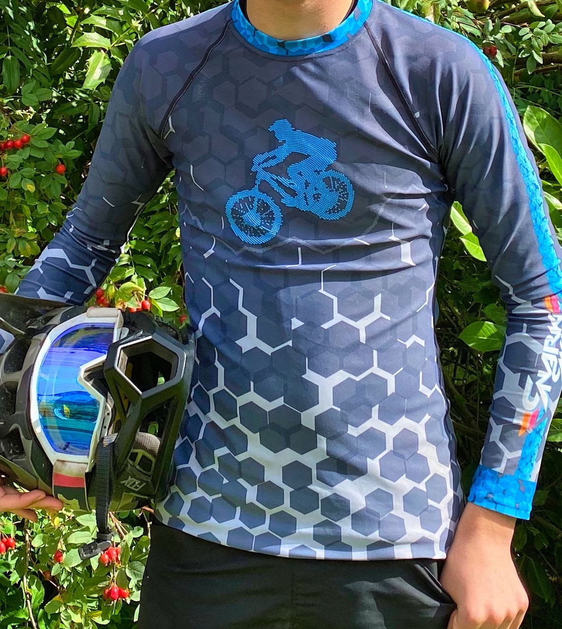 Mountain Biker Long Sleeve Rash Guard, MTB Shirt, Mountain Bike Shirt ...