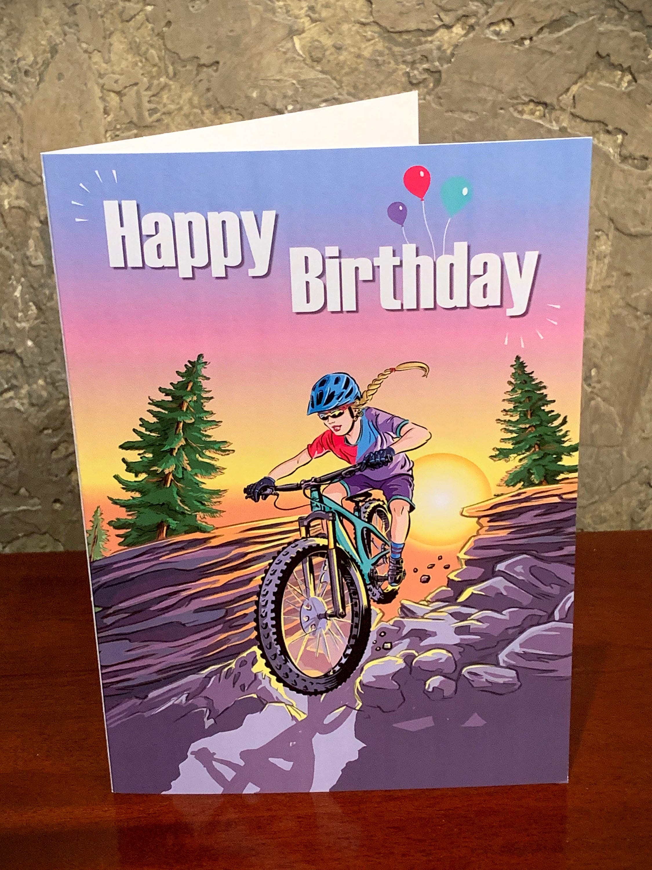 Birthday Card Biker Birthday Card It's All Downhill From - Etsy