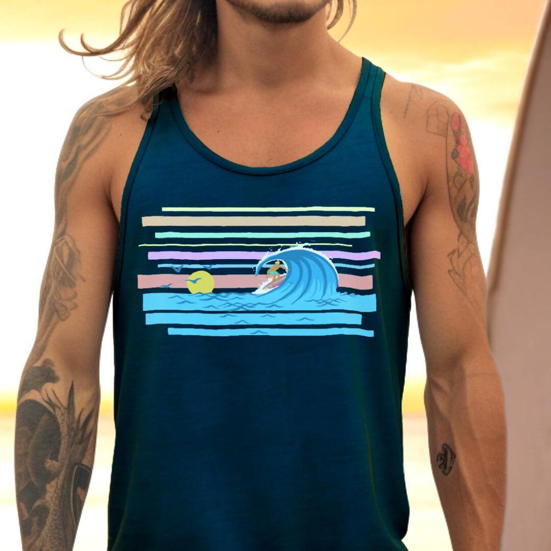 Surfer Riding Wave Tank Top, Surfing Shirt, Gift for Surfer, Beach ...