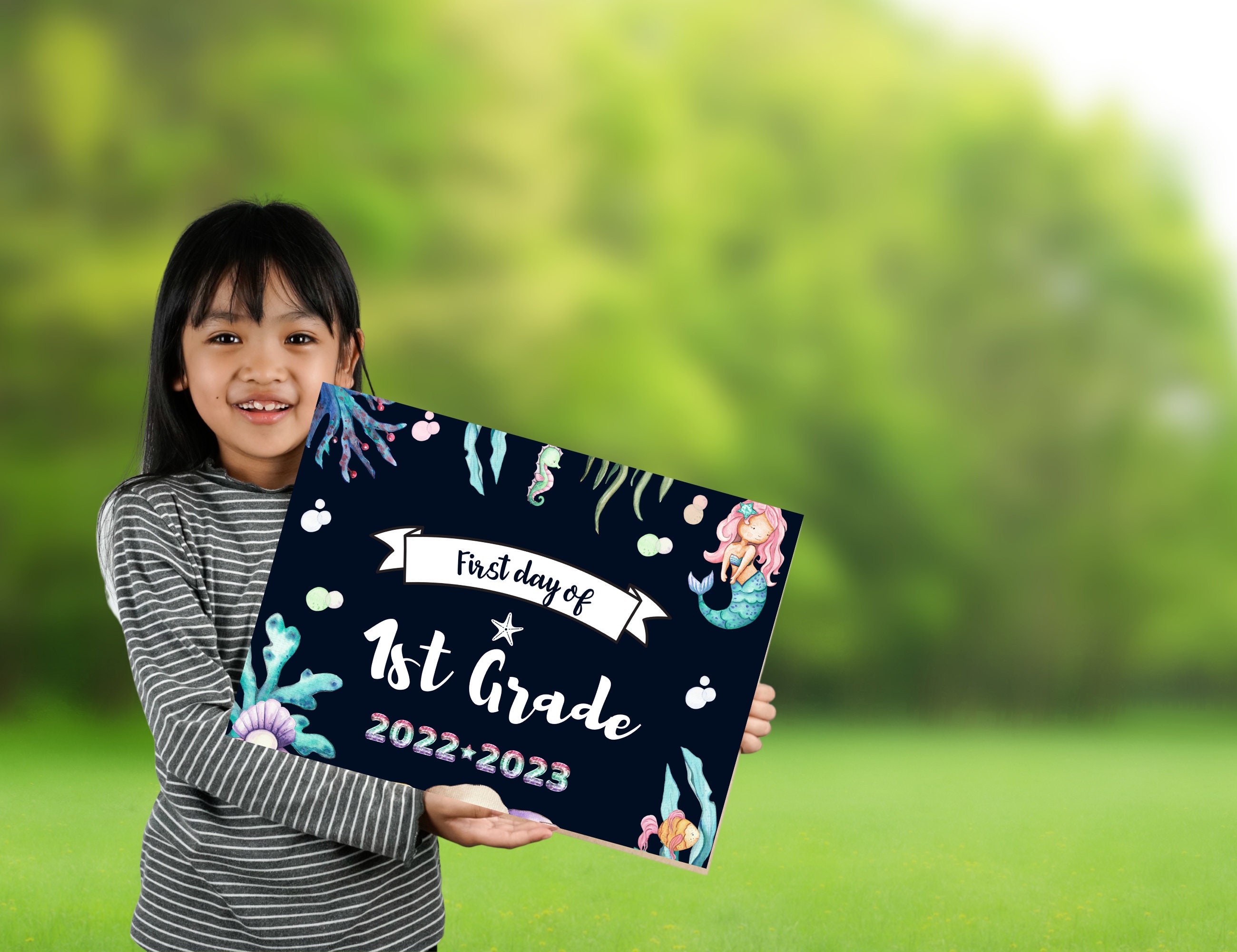 1st Grade School Sign, Mermaid School Sign Instant Download, First Day ...