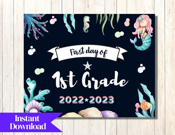1st Grade School Sign Mermaid School Sign Instant Download - Etsy