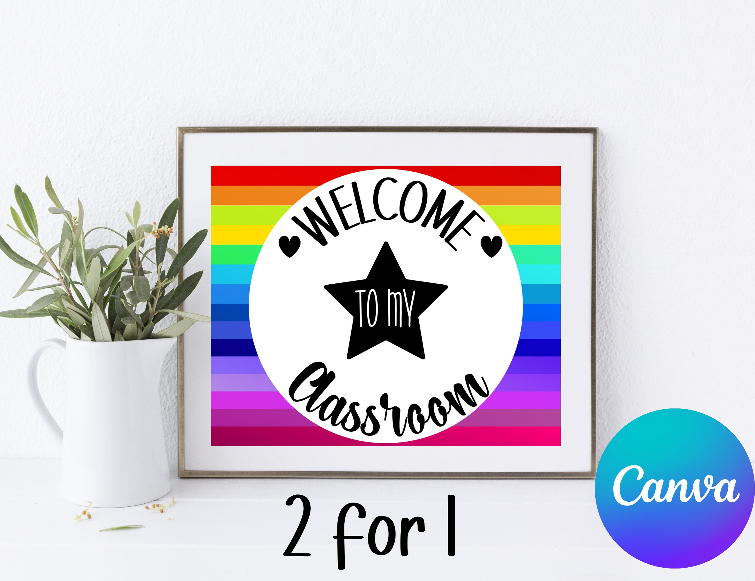 Rainbow Welcome to My Classroom Sign, Personalized Classroom Sign ...