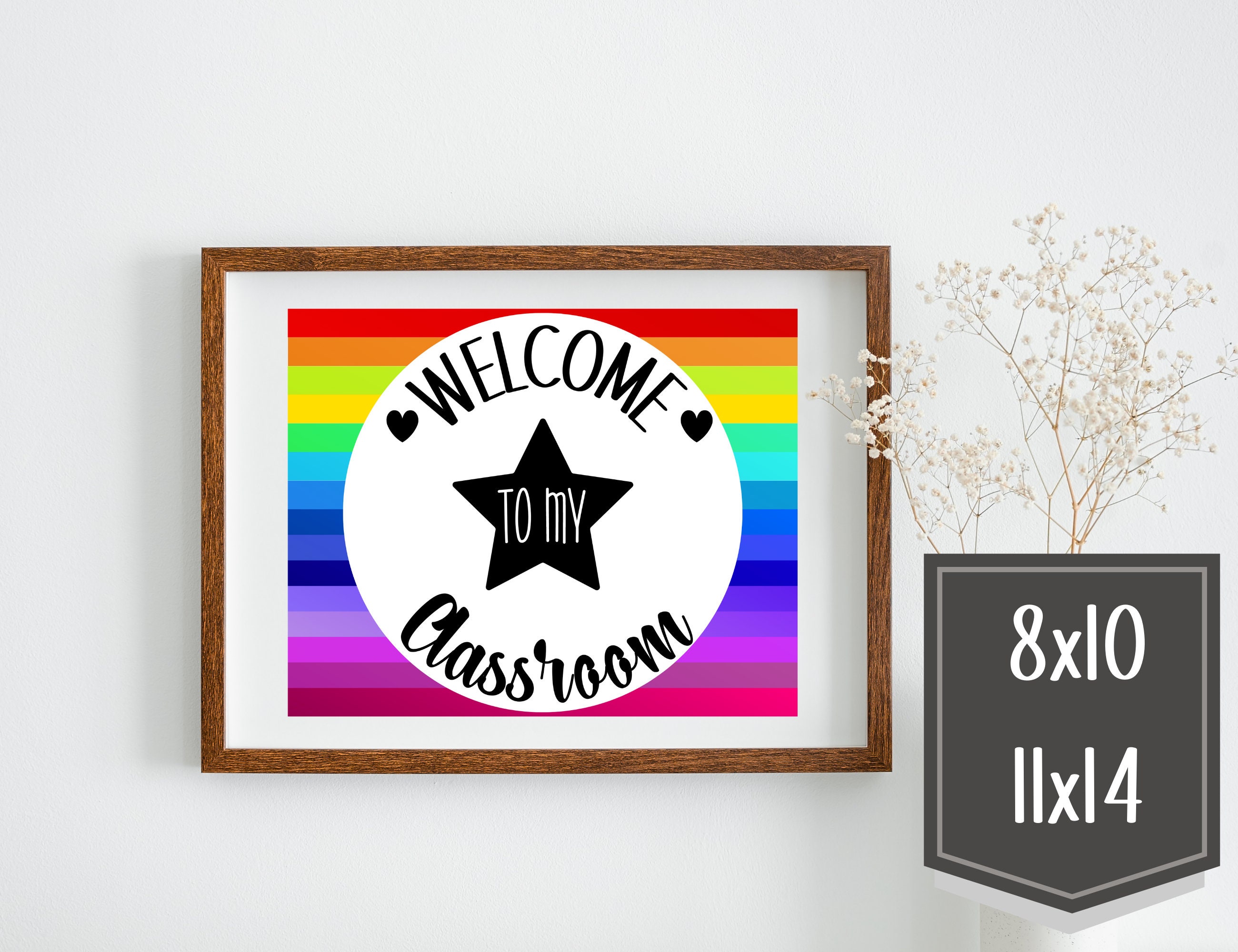 Rainbow Welcome to My Classroom Sign, Personalized Classroom Sign ...