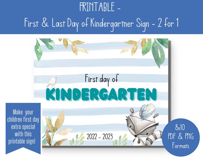 First Day of Kindergarten Printable Sign School Sign for - Etsy