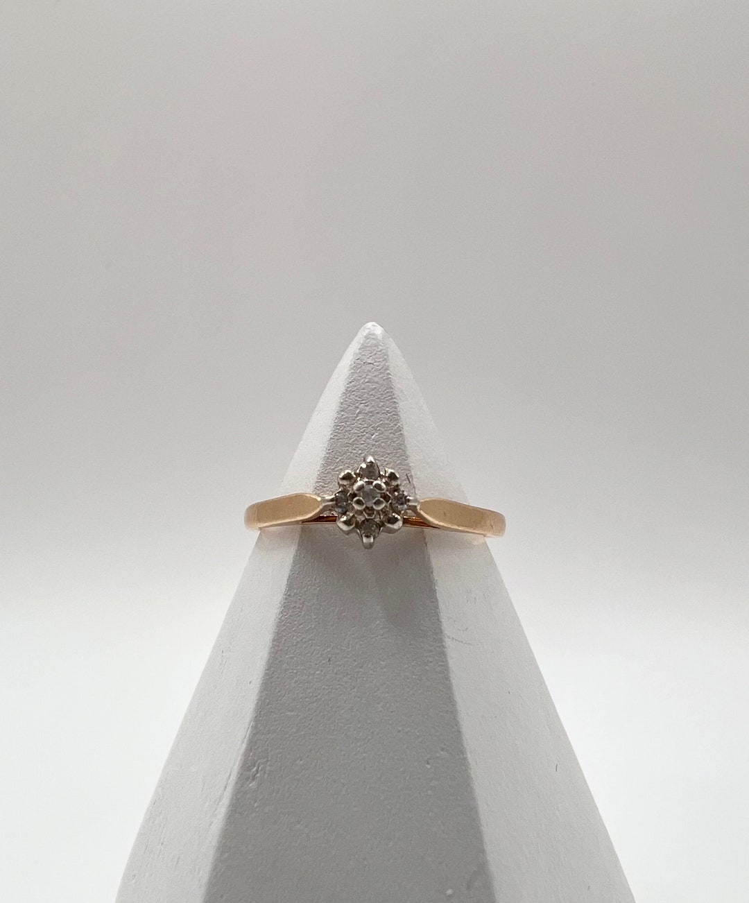 Vintage Gold Ring 10k, Flower Diamond Ring, Cluster Diamond Ring - Etsy