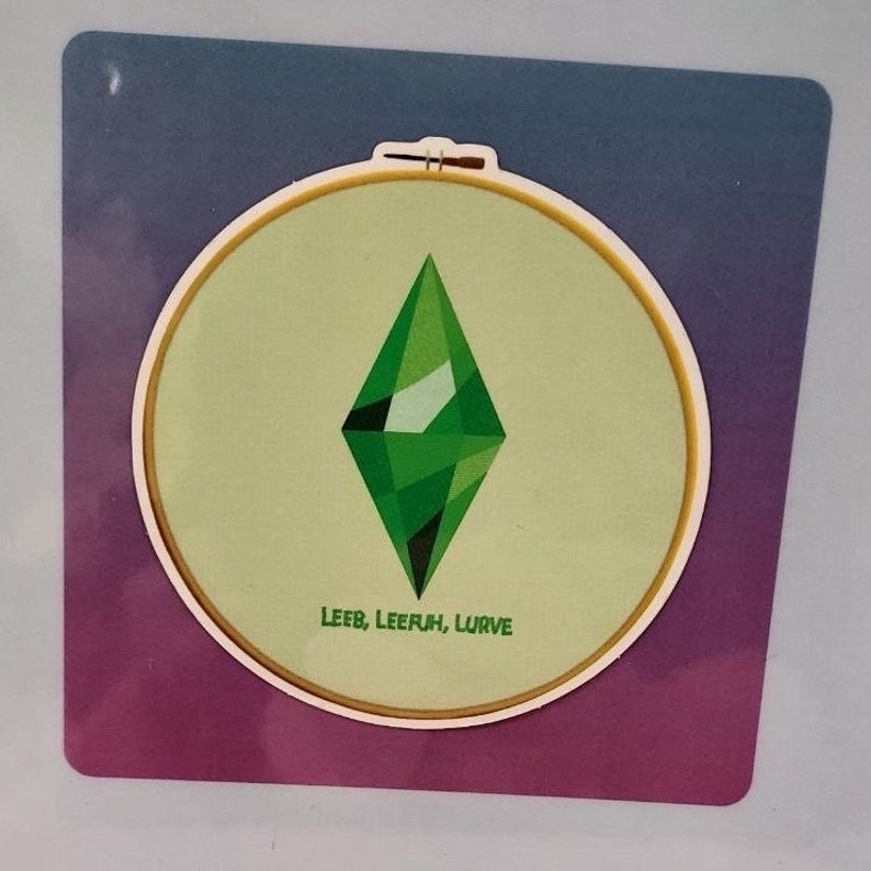 The Sims “leeb Leefuh Lurve” (live Laugh Love) Plumbob Crossstich Vinyl Sticker - Etsy