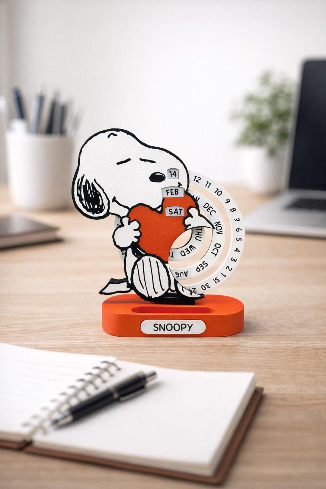 Snoopy Hugging Heart Perpetual Calendar – Double-sided Desk Decor - Etsy