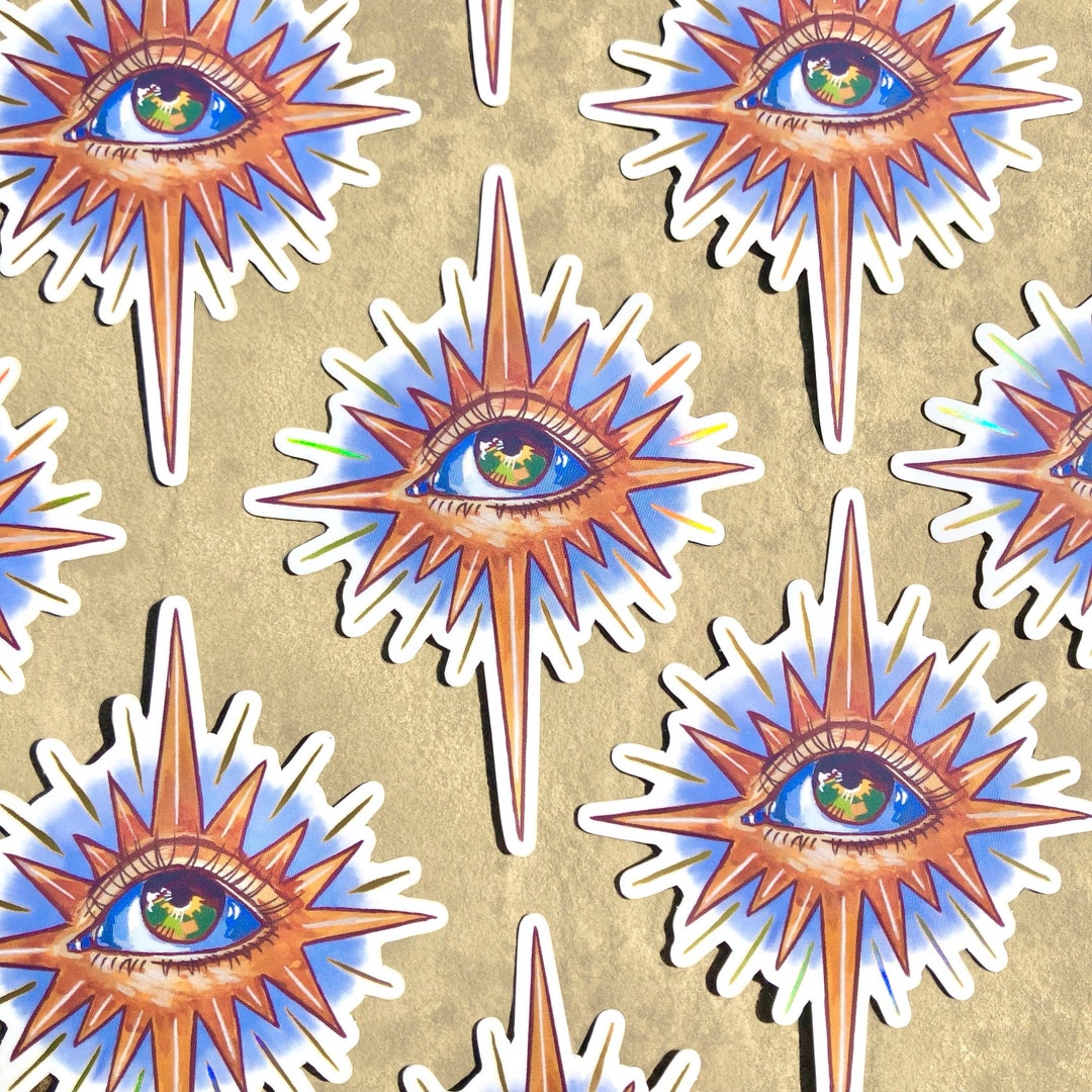 Holographic Star Eye Vinyl Sticker, Laptop Decal Water Bottle Sticker ...