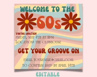 60s Party Invitation - Etsy