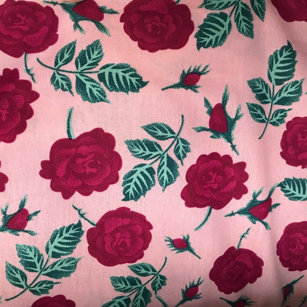 Red Rose Fabric - Etsy