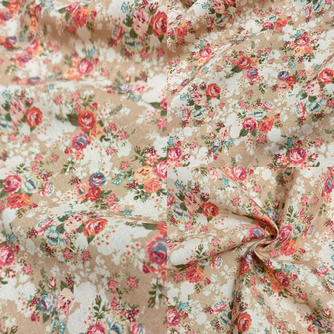 Fabric: DT Pre Linen "the Painting" - by the Yard | Floral Print Linen ...