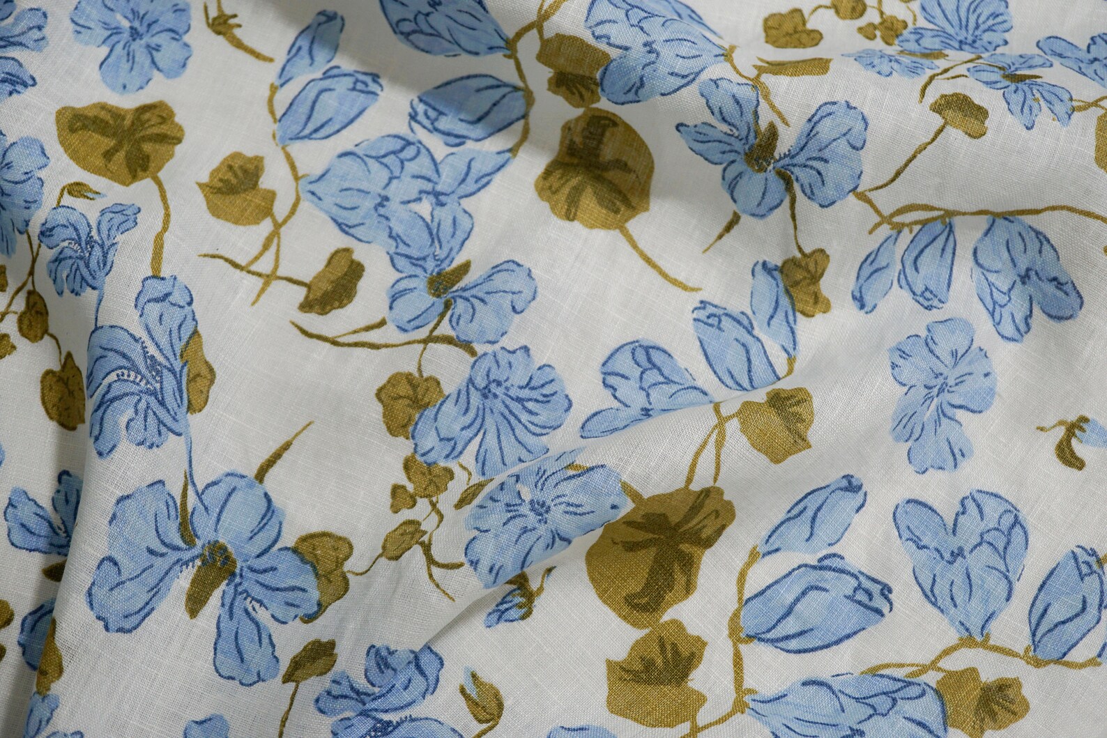 Fabric: Linen "blue Kisses" - by the Yard | Floral Print Fabric, Purple ...