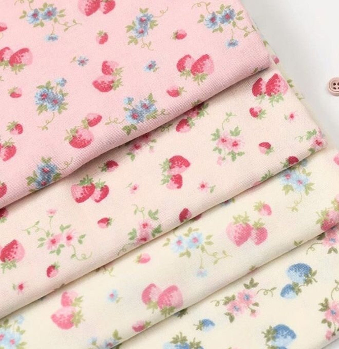 Premium Cotton Fabric: Cs-"juicy Bite"- by the Yard | Strawberry Print ...