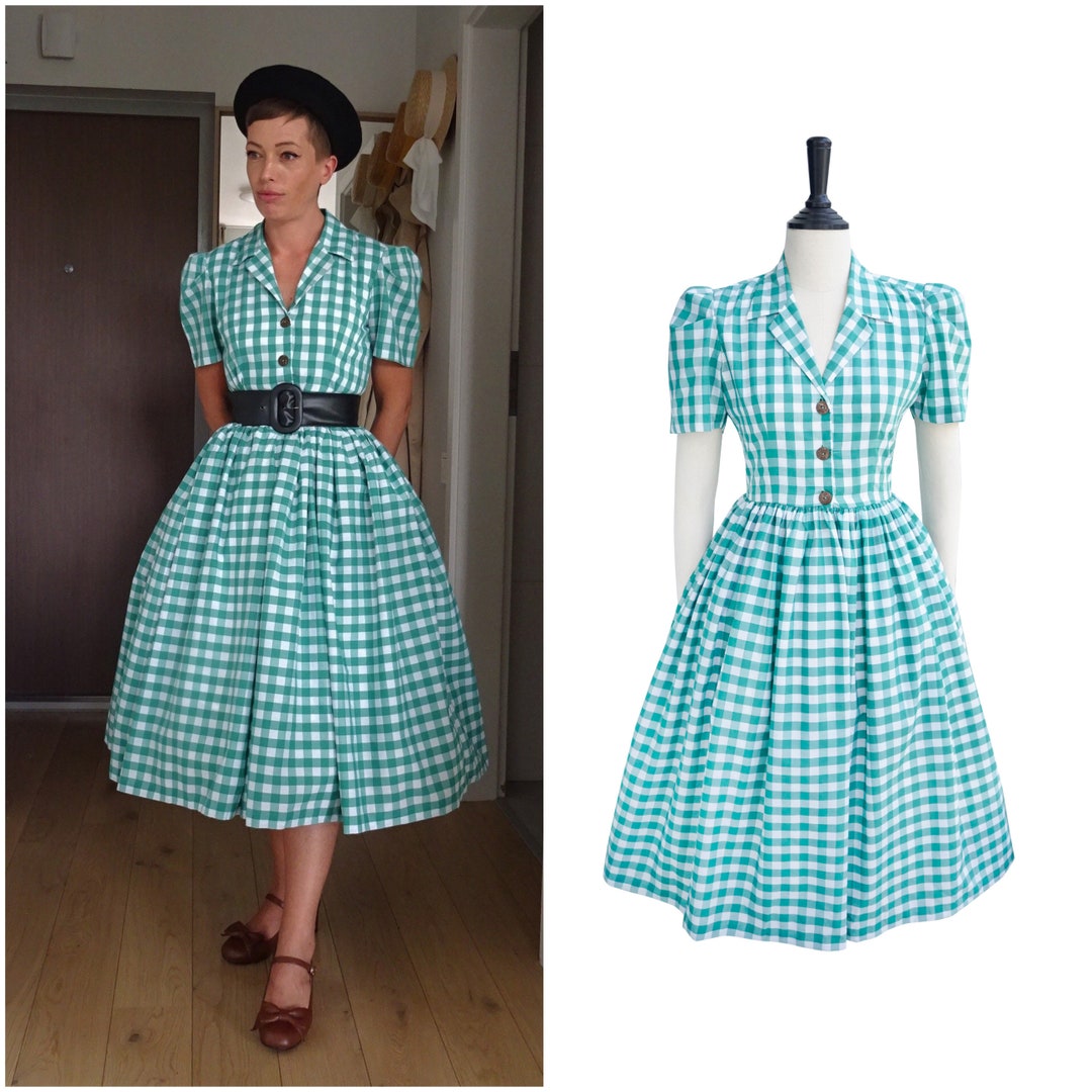 VALERIE DRESS in Fabric "1/2 Inches Emerald Checkered Gingham" | Wing ...