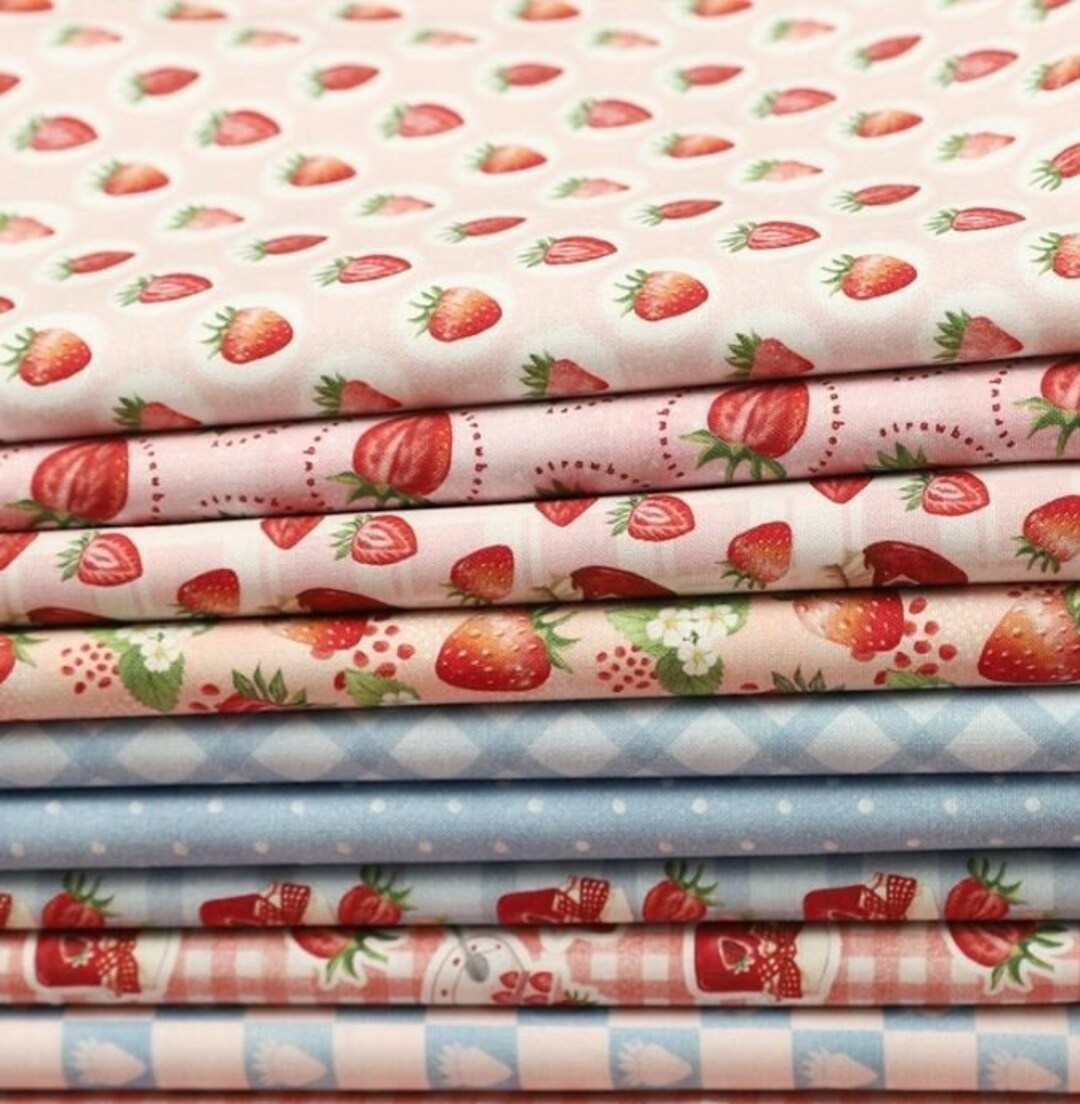 Premium Cotton Fabric: Cs-"sweetheart"- by the Yard | Strawberry Print ...