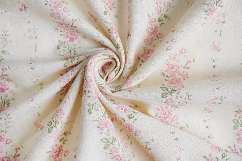 Fabric: VH - Linen "floral Line" - by the Yard | Floral Print Fabric ...