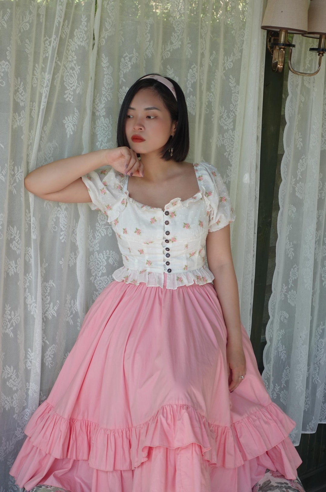 CANDACE TOP in Pink "tiny Princess Swiss Dot" Fabric | 1950s Custom ...