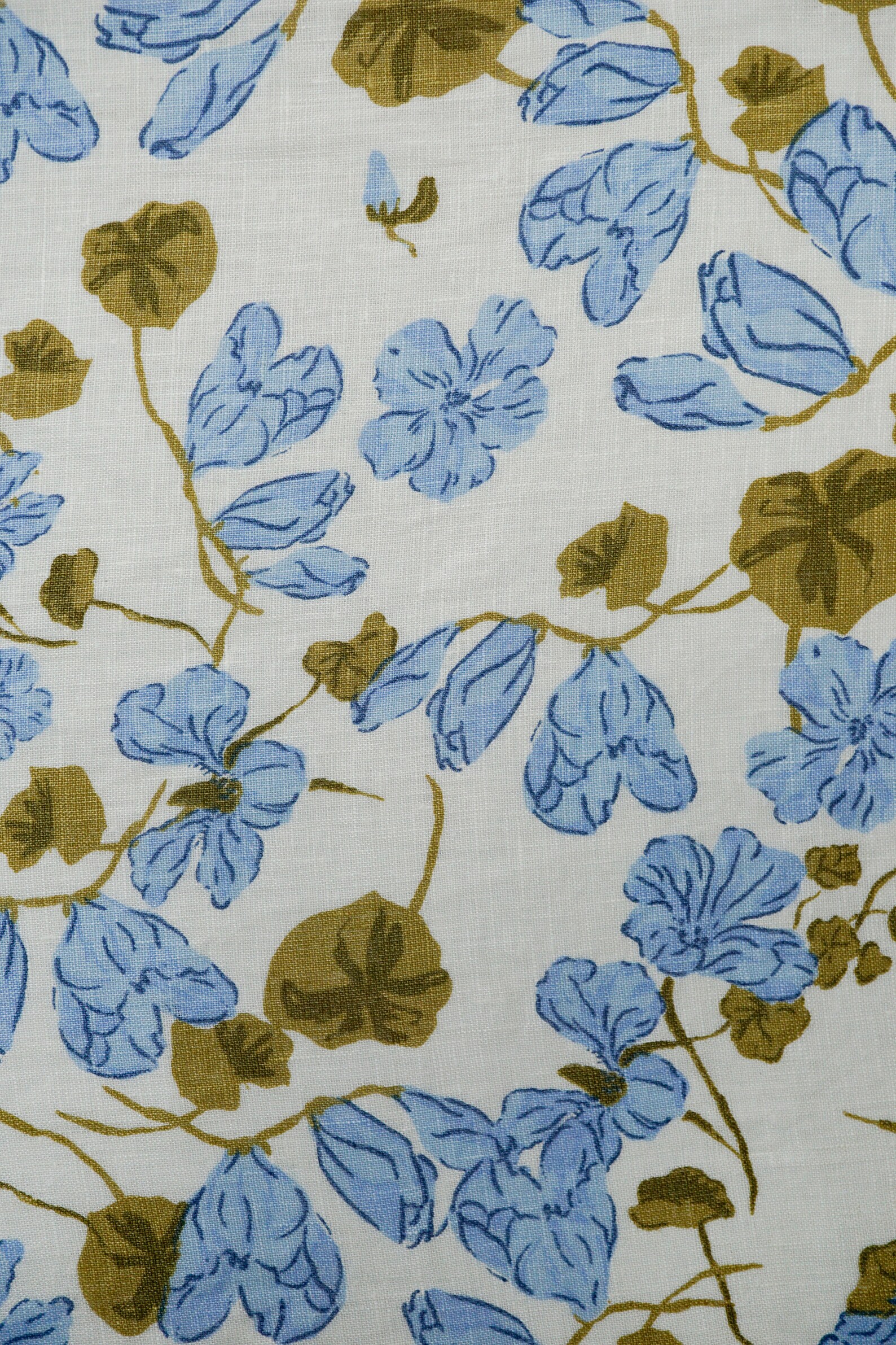 Fabric: Linen "blue Kisses" - by the Yard | Floral Print Fabric, Purple ...