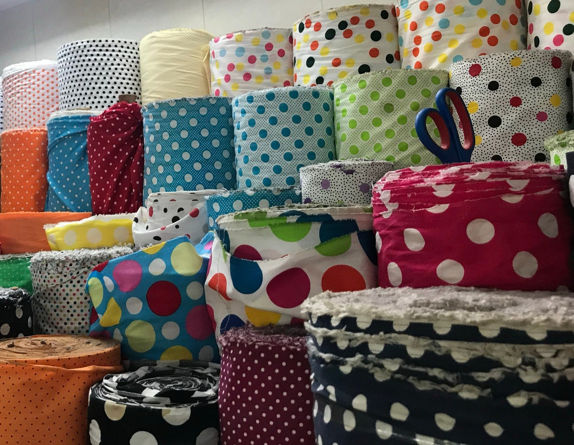 TA-01 Polka Dot Cotton Fabric - by the Yard | Multi-color Polka Dot ...