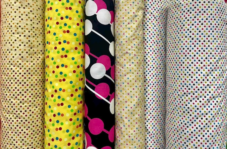 TA-01 Polka Dot Cotton Fabric - by the Yard | Multi-color Polka Dot ...