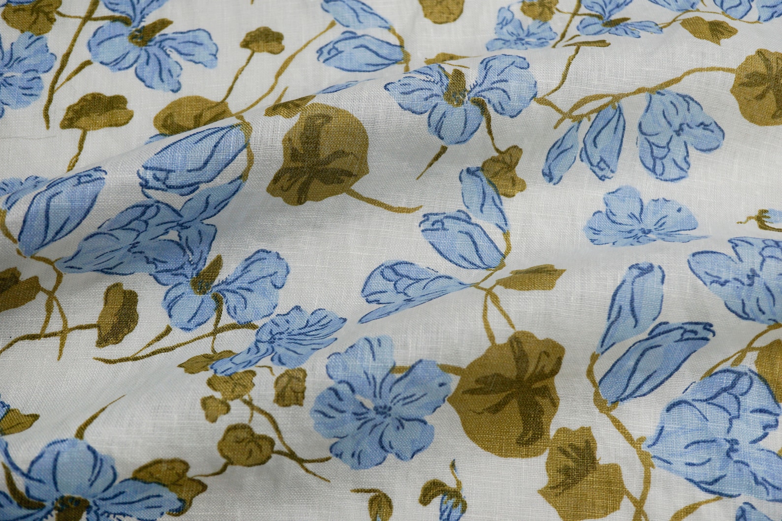 Fabric: Linen "blue Kisses" - by the Yard | Floral Print Fabric, Purple ...