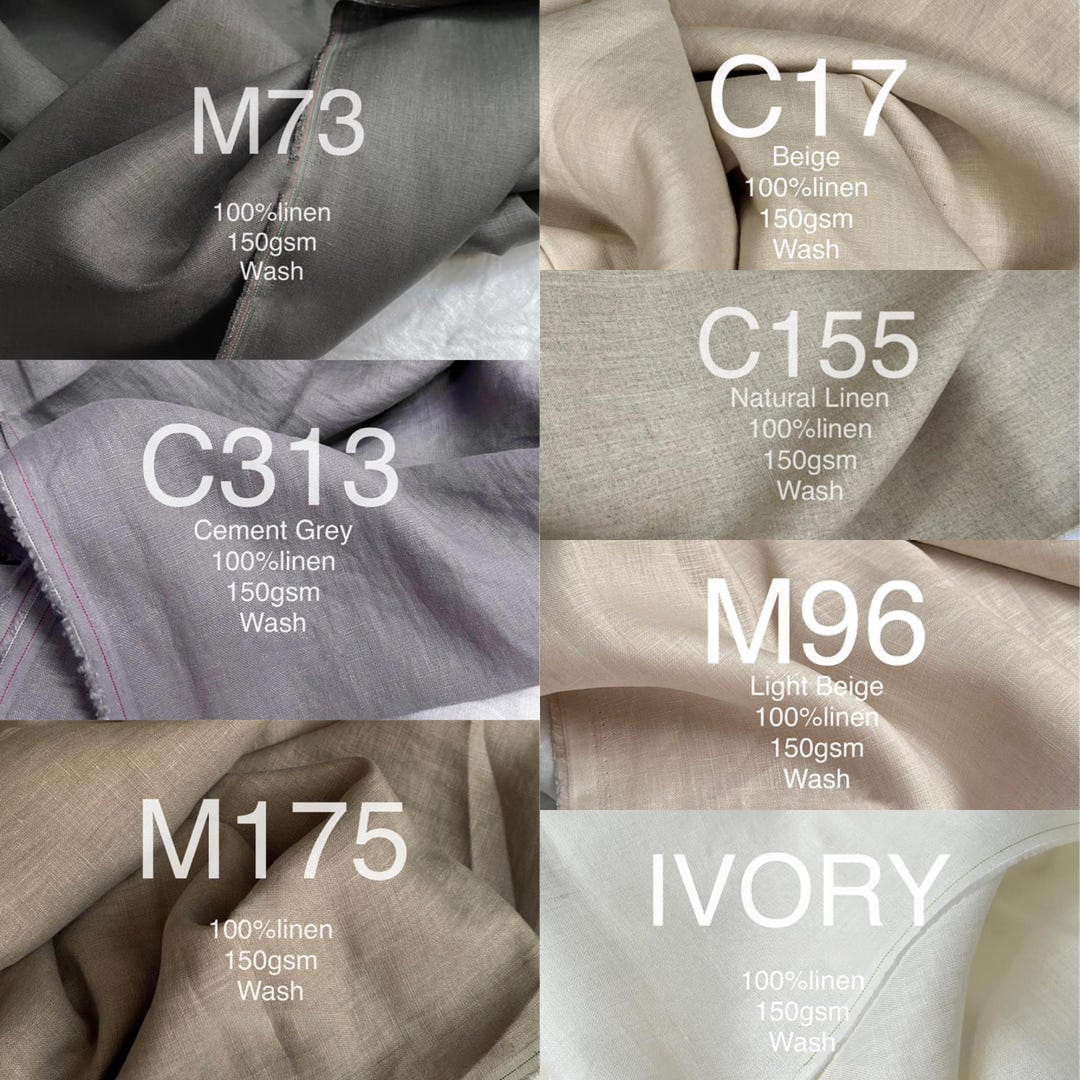 Premium Wash Linen 200gsm Fabric: LT - GREY TONE - by the Yard | Width ...