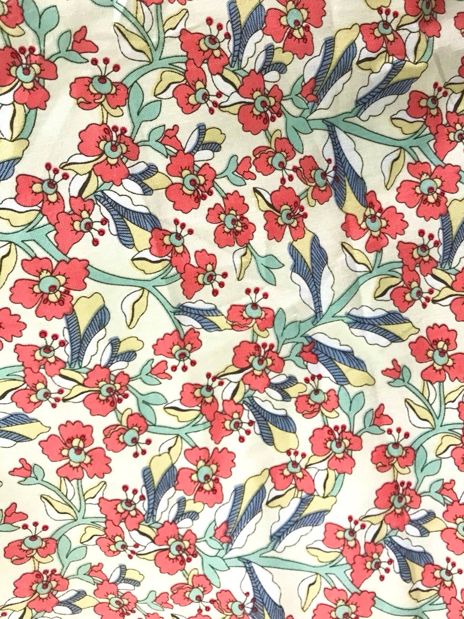 Fabric: "red Flower in Daylight" - by the Yard | Floral Print, Cotton ...