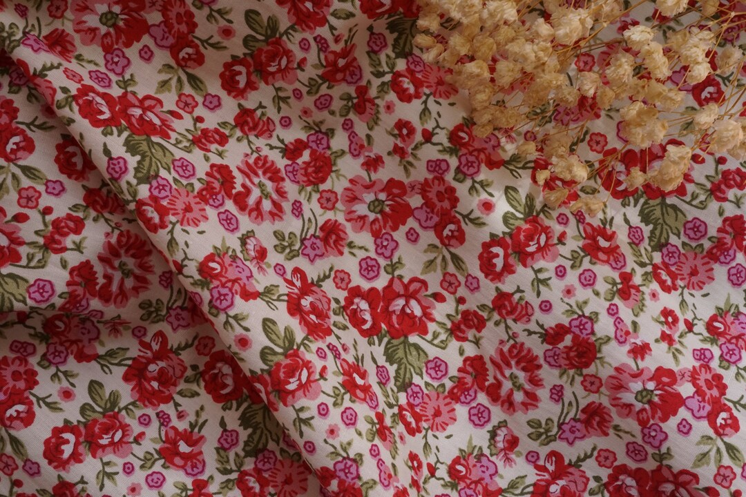Fabric: "summer Baby Pink" - by the Yard | Floral Roses Print, for ...