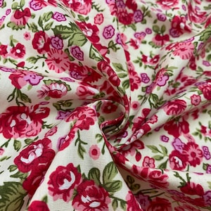 Fabric: "summer Baby Pink" - by the Yard | Floral Roses Print, for ...