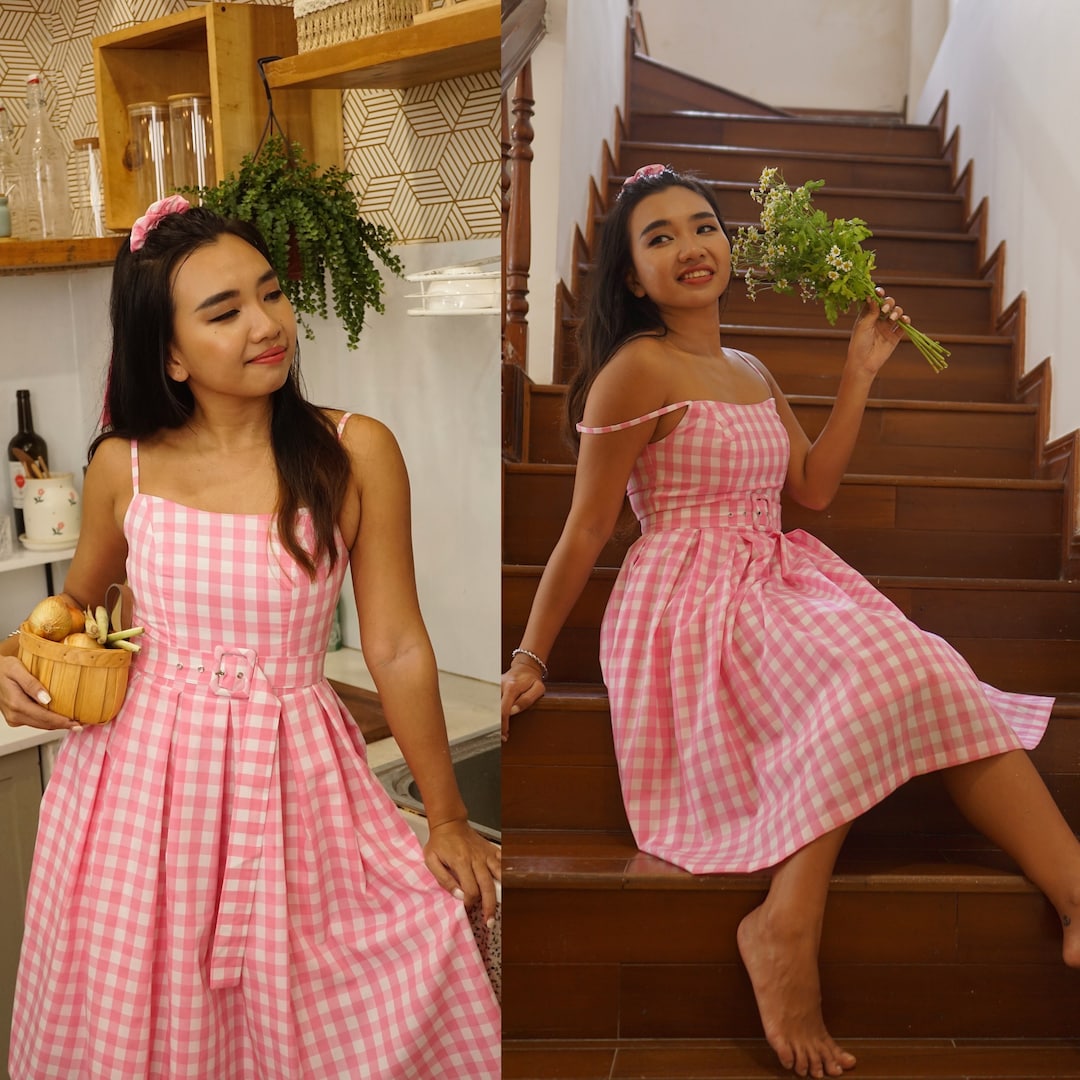 NEW WINNIE DRESS in Fabric 1/2 Inches Light Pink Checkered Gingham ...
