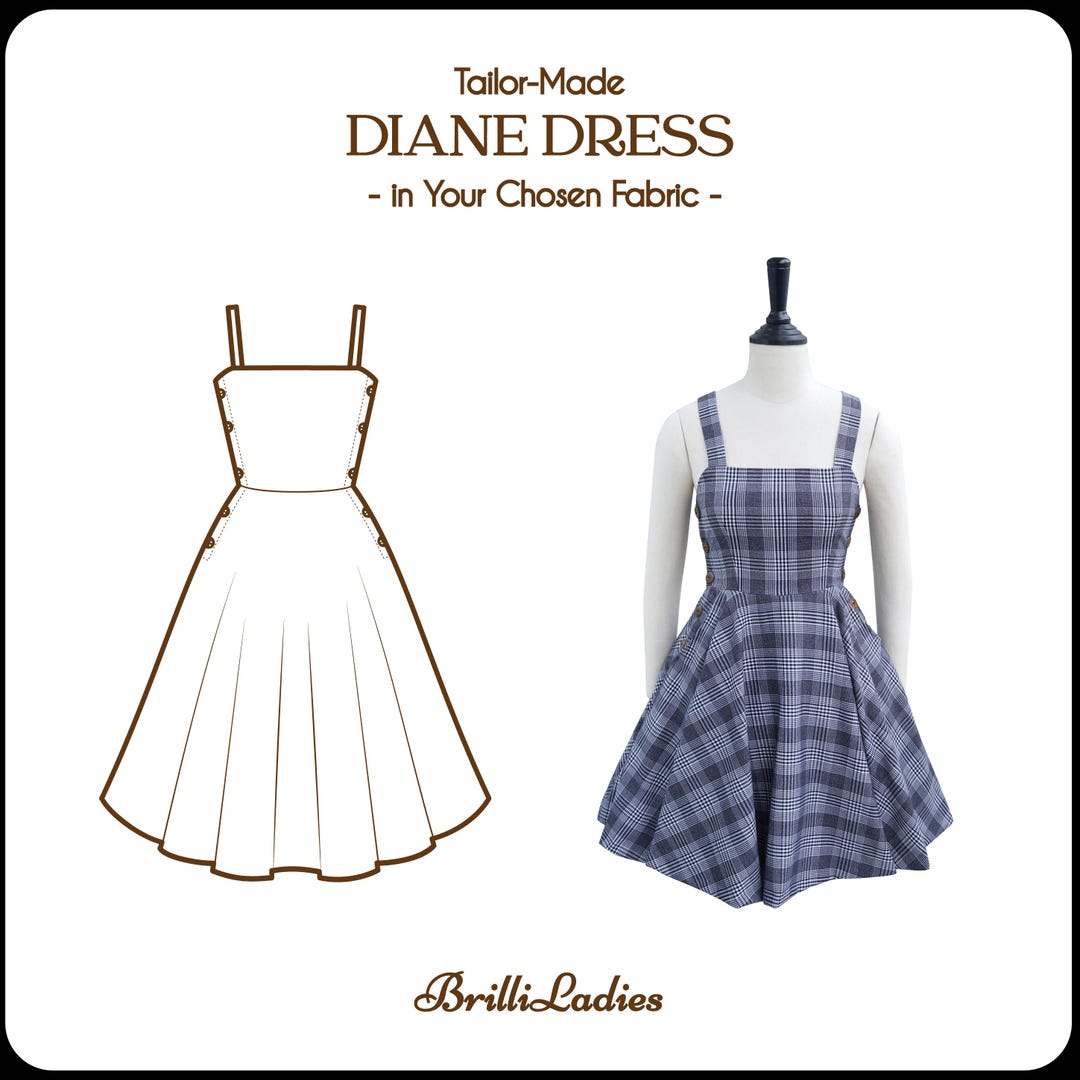 DIANE DRESS in Your Fabric Choice | Solid Cotton Dress, Custom Vintage ...