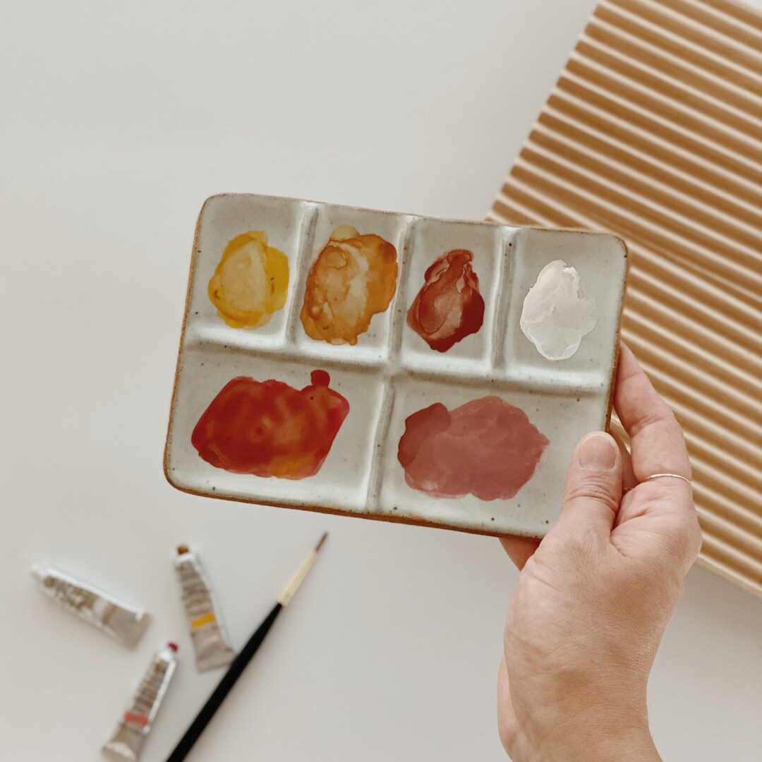 Handmade Ceramic Watercolor Palette Aesthetic Ceramic Paint Tray ...