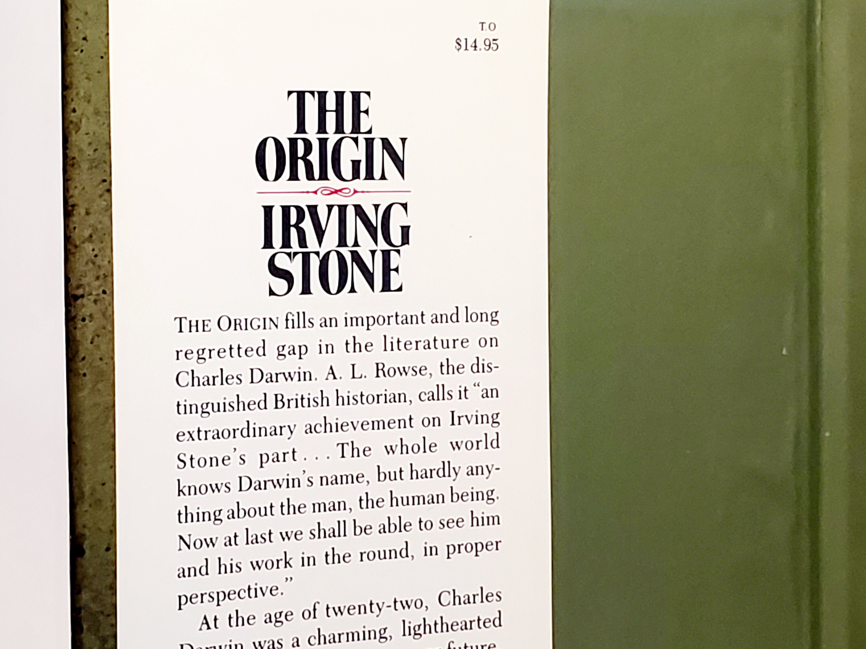 Signed The Origin Irving Stone First Edition Hardcover | Etsy
