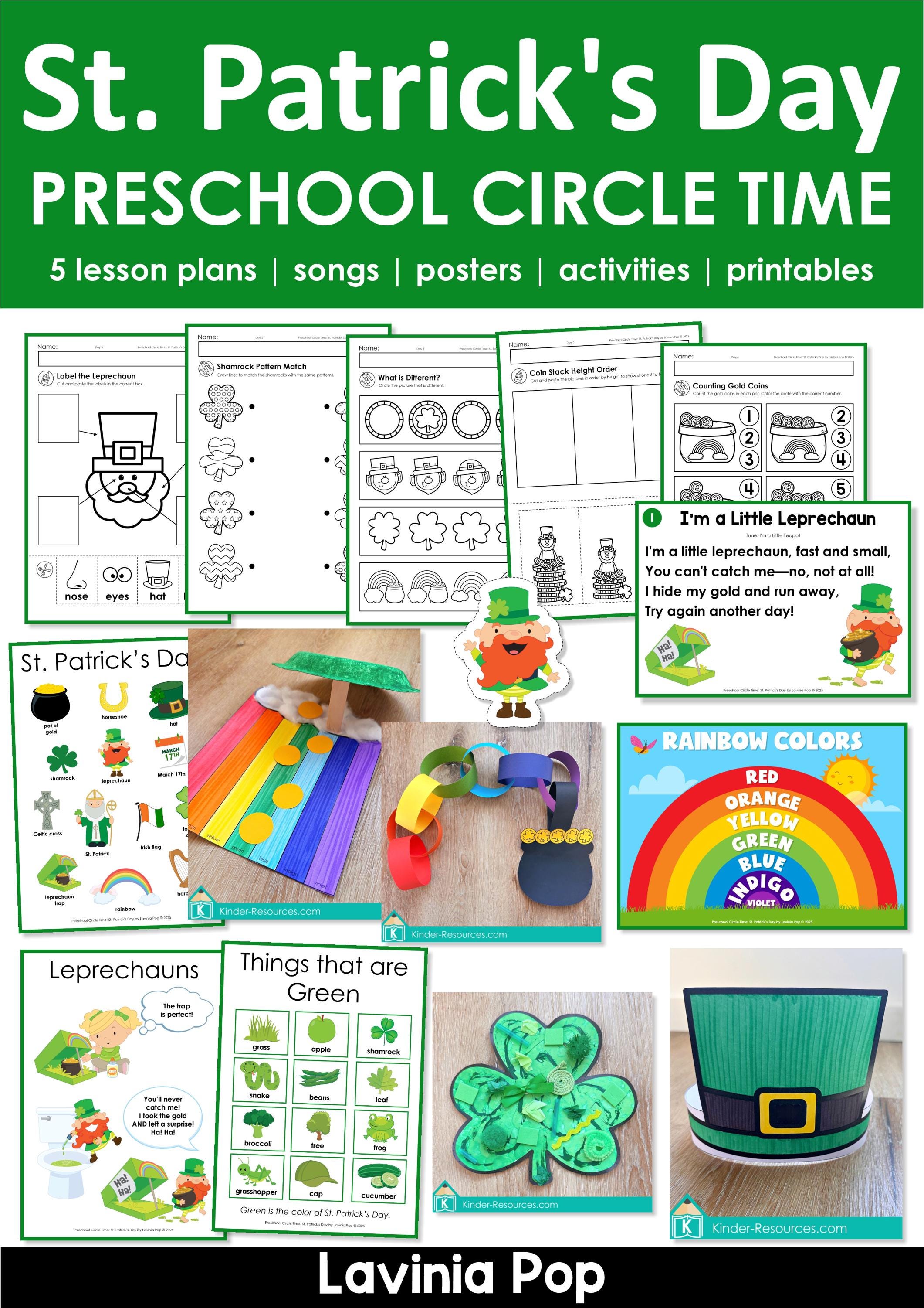 St. Patrick's Day Preschool Theme Curriculum Printables | Preschool ...