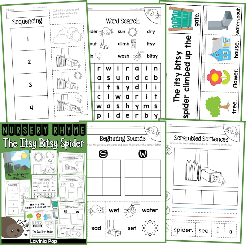 The Itsy Bitsy Spider | the Incy Wincy Spider Worksheets and Activities ...