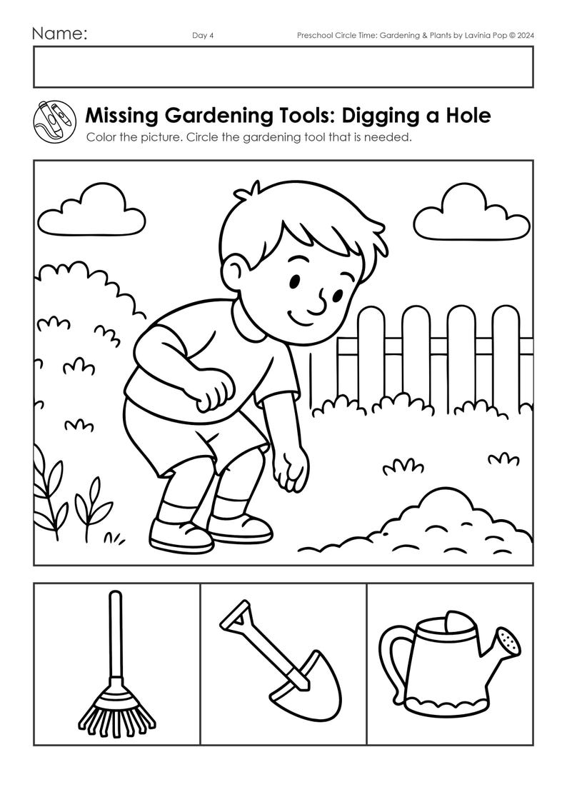 Gardening and Plants Preschool Theme Curriculum Printables | Preschool ...