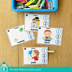 Back to School Syllables Clip It! Printable Activity - Etsy