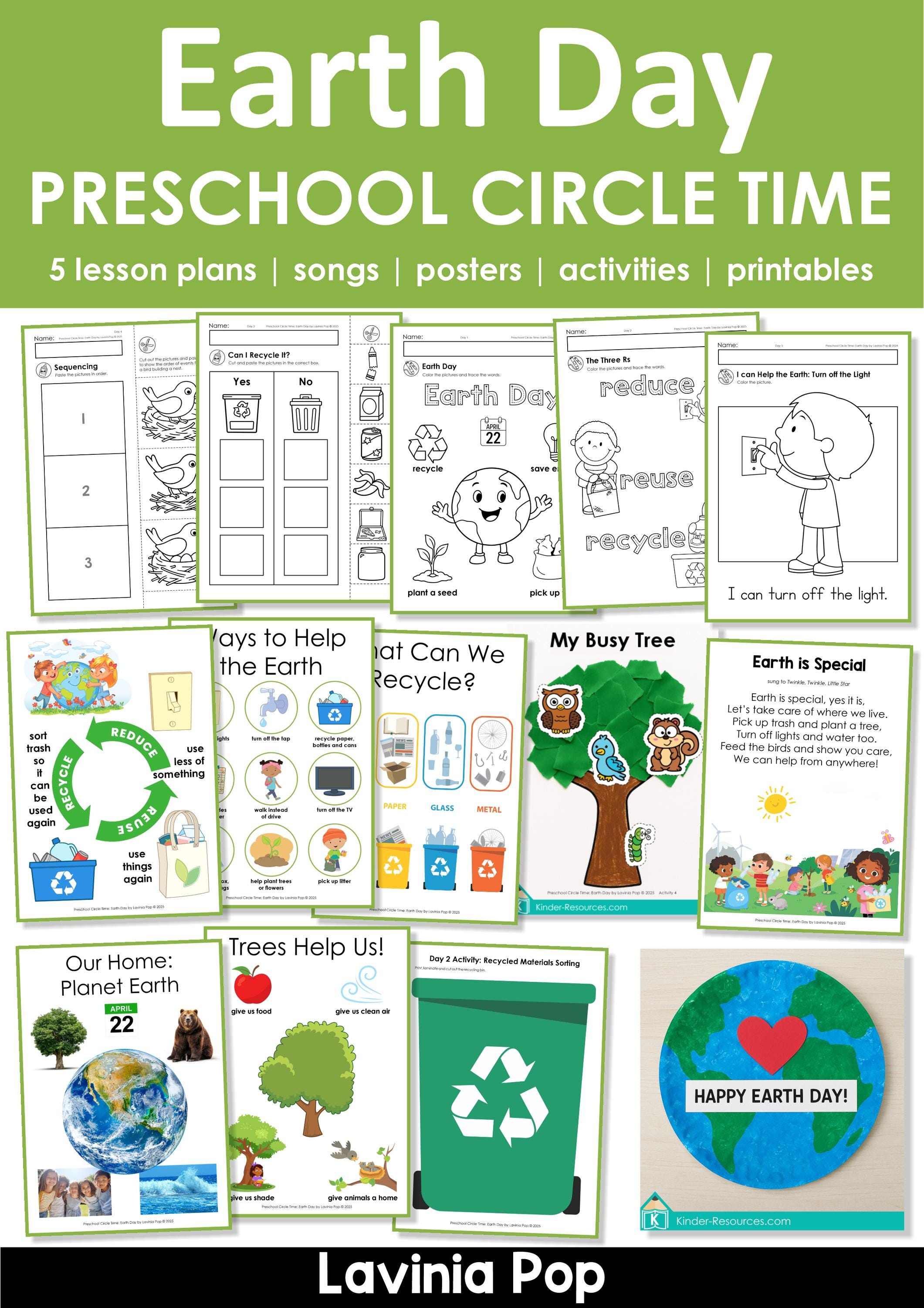 Earth Day Preschool Theme Curriculum Printables | Preschool Circle Time ...