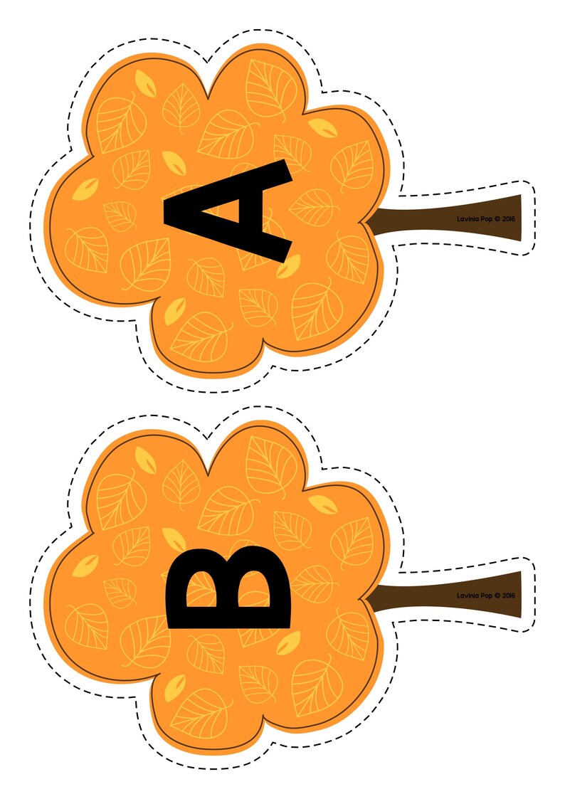 Autumn Leaves and Trees Alphabet and Beginning Sounds Match Printable ...