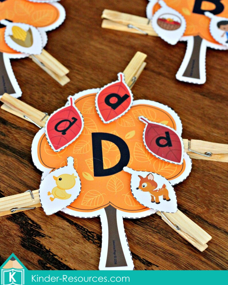 Autumn Leaves and Trees Alphabet and Beginning Sounds Match Printable ...