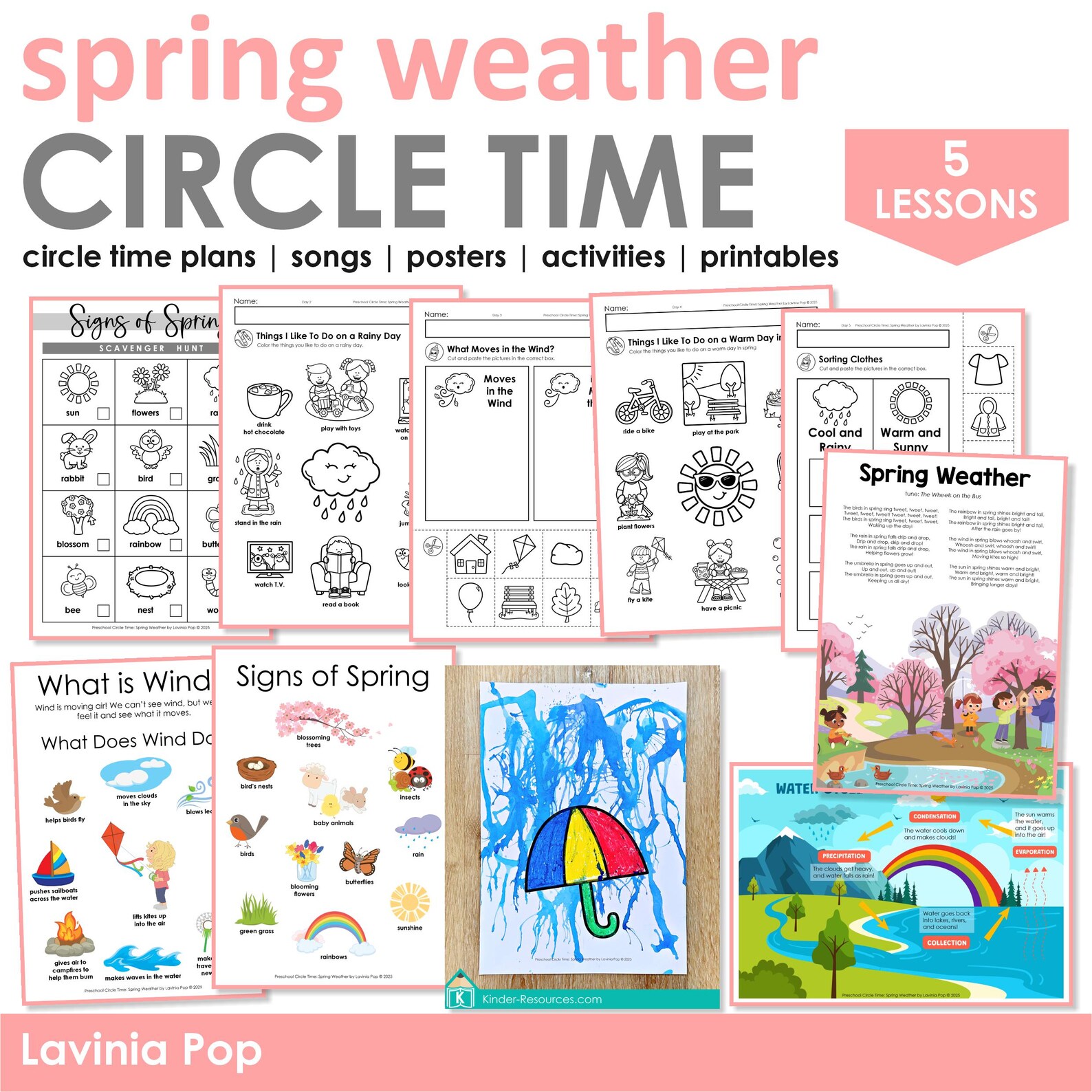 Spring Weather Preschool Theme Curriculum Printables | Preschool Circle ...