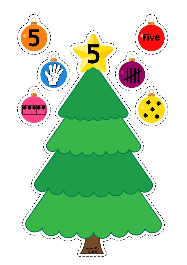 Christmas Tree and Ornament Number Match Activity | Number Sense ...
